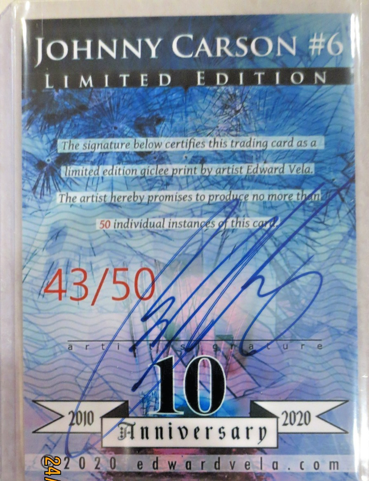 Johnny Carson #6 Art Card Limited 43/50 Edward Vela Signed (Celebrities ...
