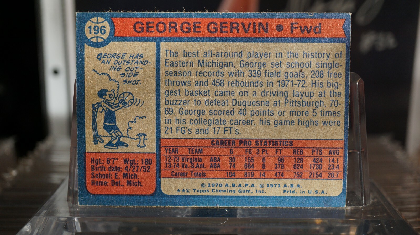 George Gervin 1974-75 Rookie Card Topps #196 | eBay