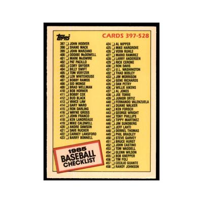 Checklist: 397-528 1985 Topps Tiffany #527 Baseball Cards Baseball Card ...