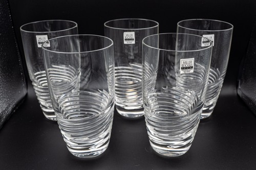 Miller Rogaska Crystal Vortex Highball Tumbler Glass 5 7/8" H Set of 5 ...