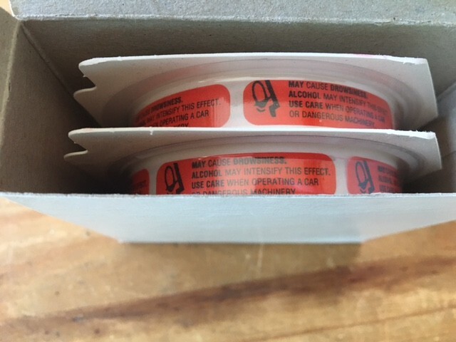 RX WARNING LABELS "MAY CAUSE DROWSINESS ALCOHOL MAY INTENSIFY EFFECT" 2 ...