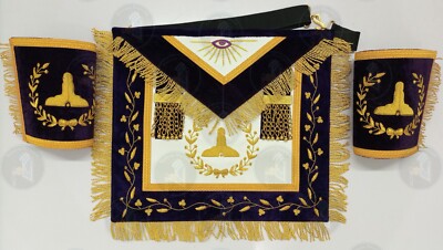Masonic Regalia Grand Lodge Senior Warden Officer Apron & Cuffs Hand ...