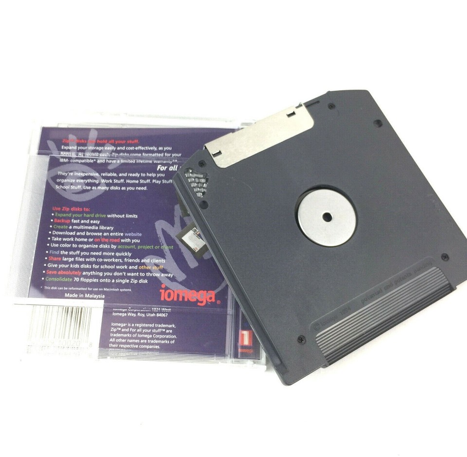 Iomega Zip Disk PC100 IBM Single Diskette 100MB Storage Capacity w ...