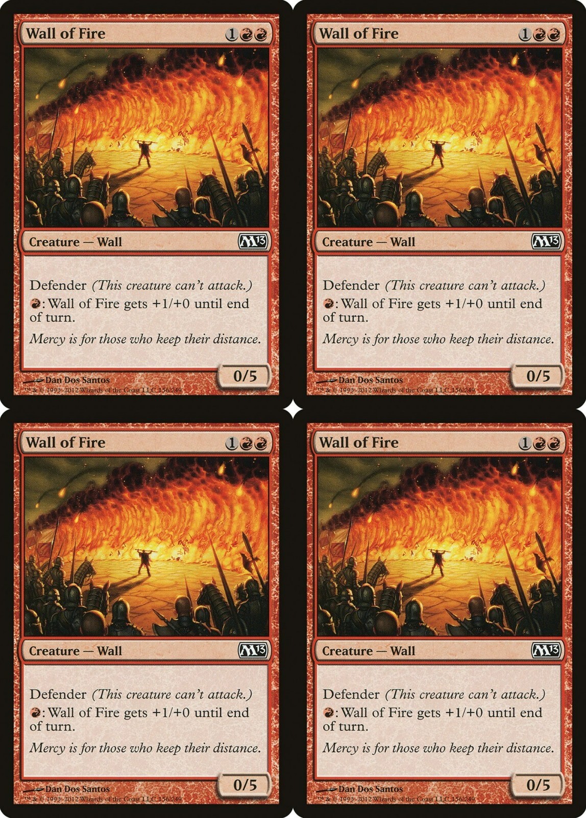 4x MTG 2012 M13 WALL OF FIRE - CREATURE - MAGIC CARD x4 copies | eBay