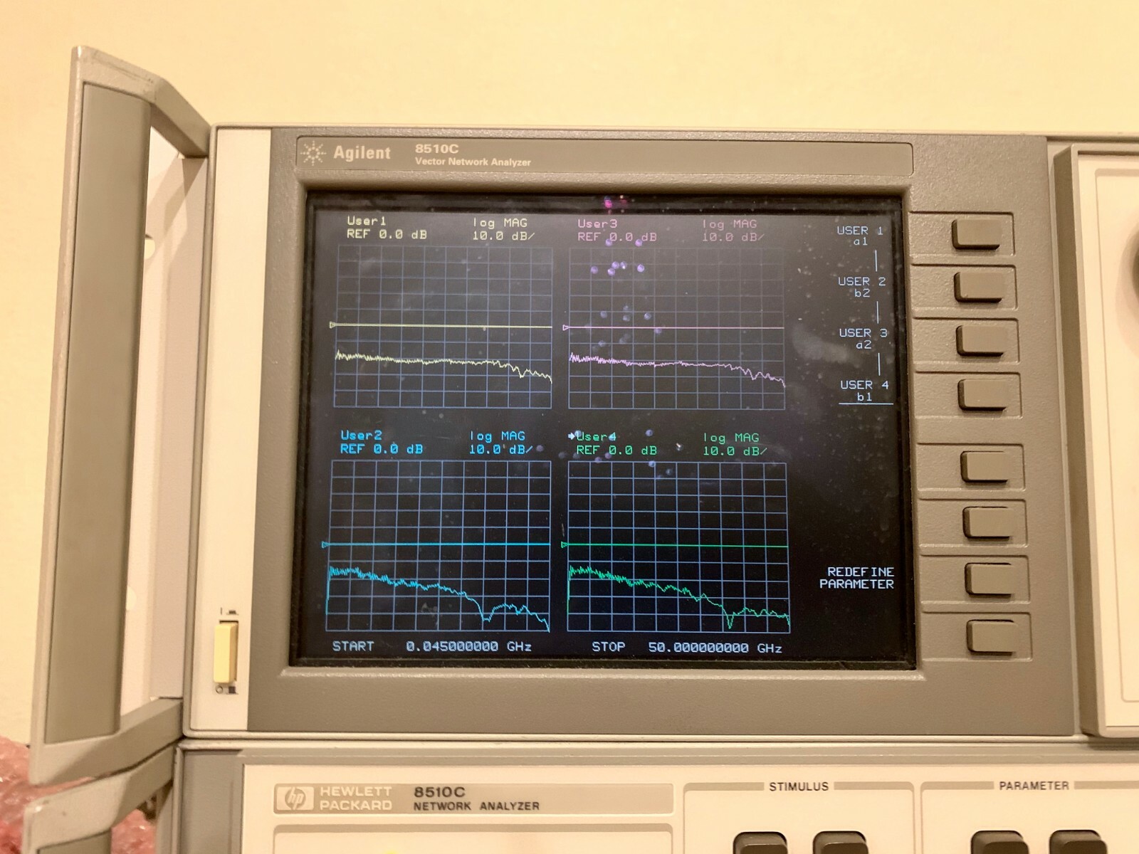 HP 8510C HP 85107B VECTOR NETWORK ANALYZER 45MHZ TO 50GHZ WITH OPT-10 ...