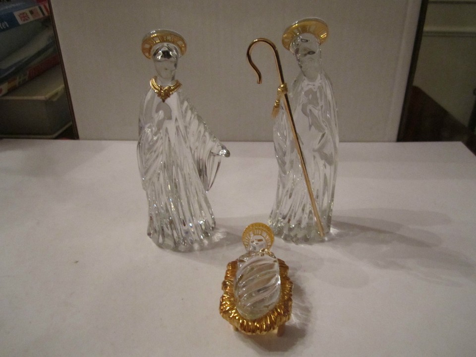 GORHAM NATIVITY LEAD CRYSTAL "3 PIECE FAMILY" IN ORIGINAL BOX - MINT ...