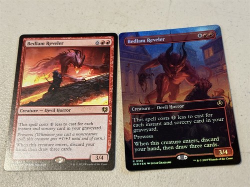 2 x mtg Bedlam Reveler, 1 is borderless foil, Innistrad Remastered ...