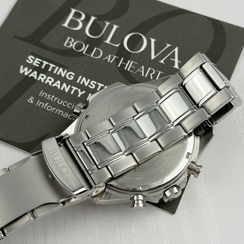 Bulova Marine Star 96B255 White Dial Chronograph Men's Quartz Watch ...