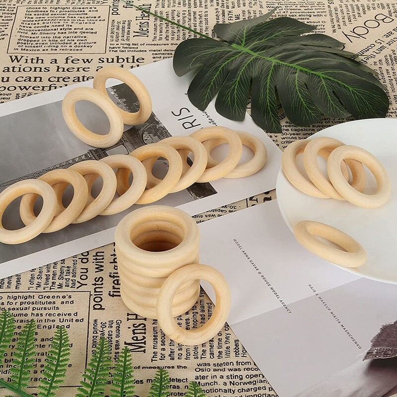 3X(100PCS Natural Wood Rings for Crafts 55mm Lace Rings Solid Wood Rings5199 | eBay