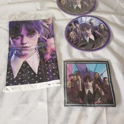 Wednesday Family Party Decor Set - Plates, Napkins, Table Cover set 15 ...