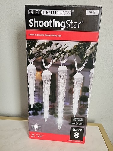 Gemmy Light Show SHOOTING STAR White LED Icicle Lights Set 8 | eBay