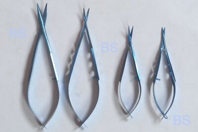 Titanium Ophthalmic Micro Surgery Scissor 4 Pieces Set Westtcot Vannas ...