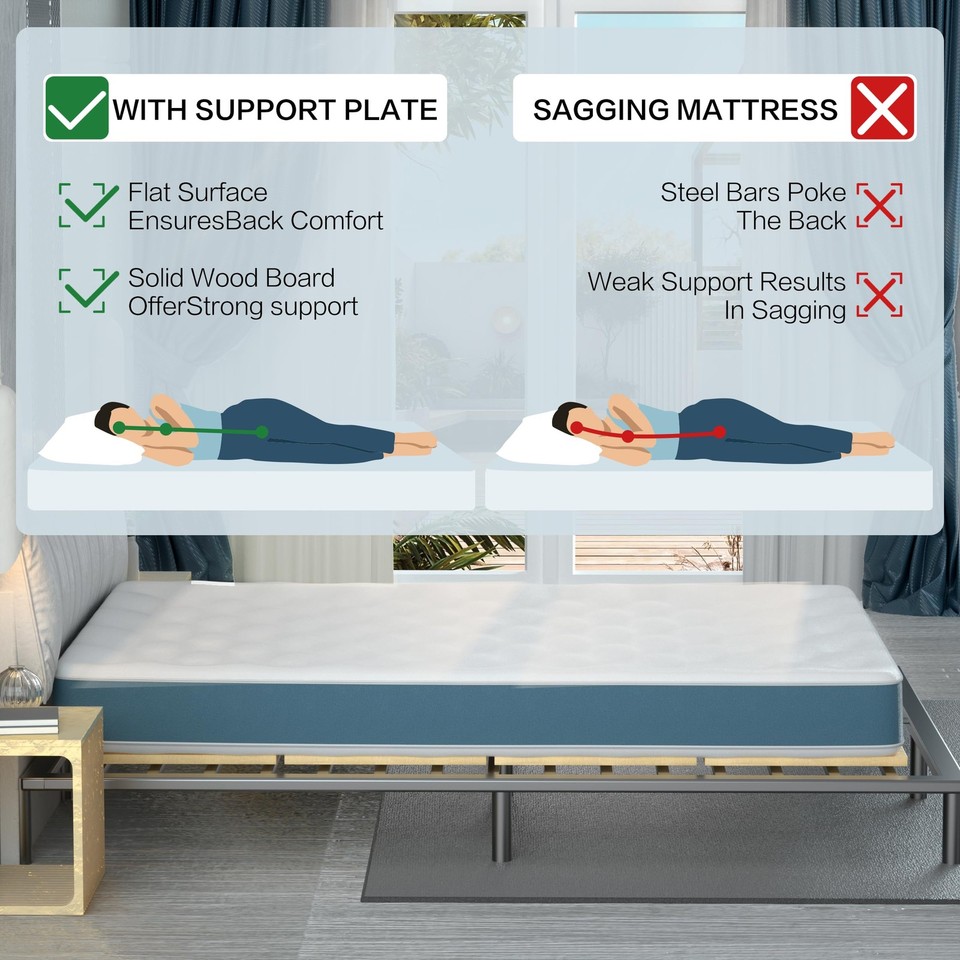 Yarfyk Folding Box Spring, Bed Plate,Queen Bed Board Under Mattress ...