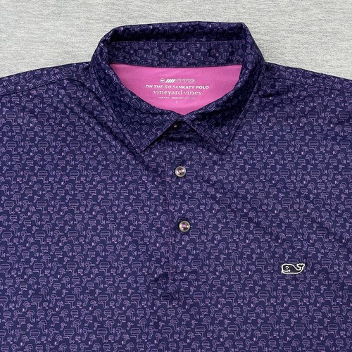 Vineyard Vines Polo Shirt Men L Purple OTG Sankaty Performance Boat ...