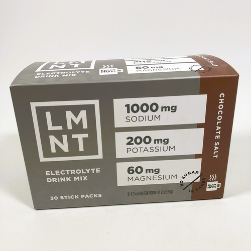 LMNT Chocolate Salt Electrolyte Drink Mix Zero Sugar 30 Stick Packs Exp ...