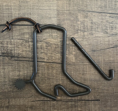 Cowboy Boot Shaped Dinner Bell Rebar Leather Hanger | eBay