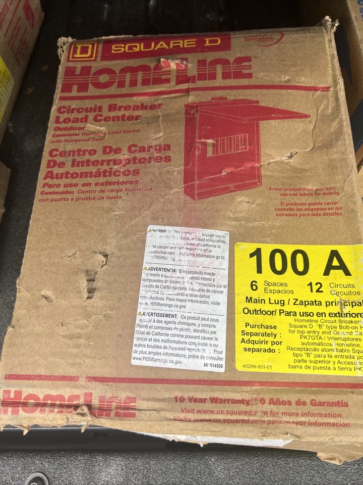 SQUARE D HOM612L100RB Load Center,100A,Lug,1 Phase,6 Spaces | eBay