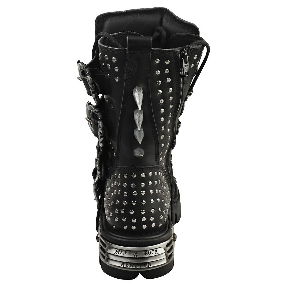New Rock Boot Metallic M-1535-s1 Unisex Black Silver Platform Boots ...