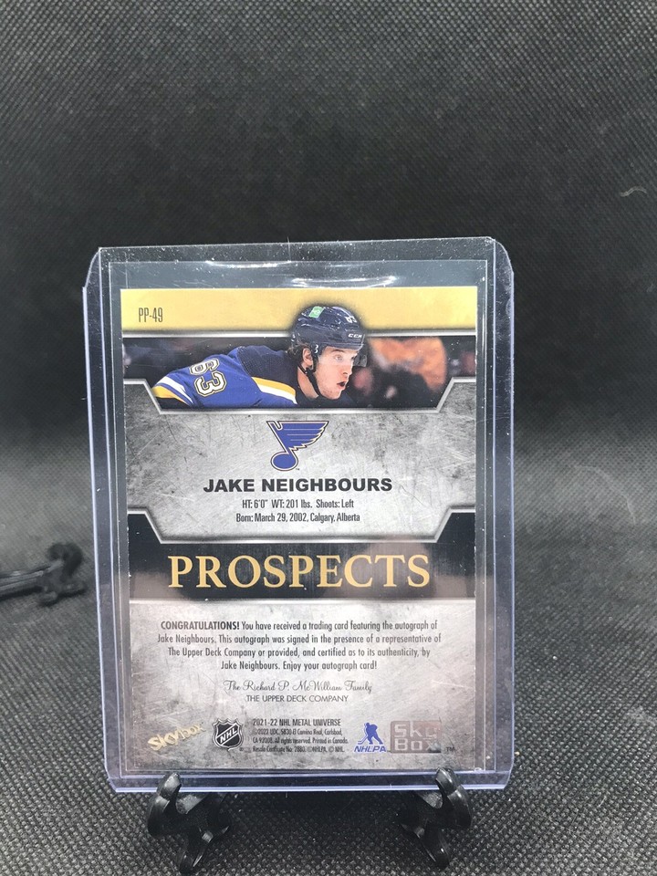 2021-22 Skybox Metal Universe Jake Neighbours Prospects Sapphire Rookie ...