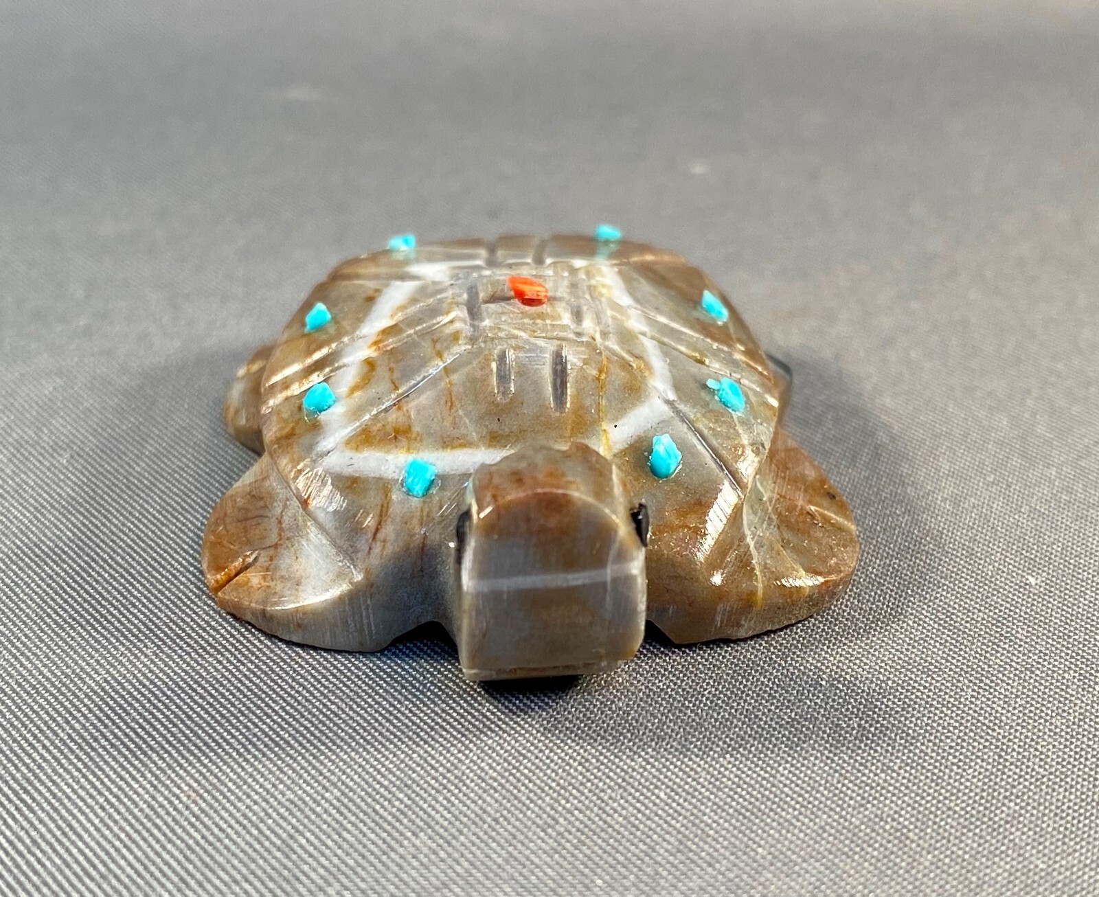 Zuni Carved Picasso Marble Turtle Fetish with Inlays by Carl Etsate NEW ...