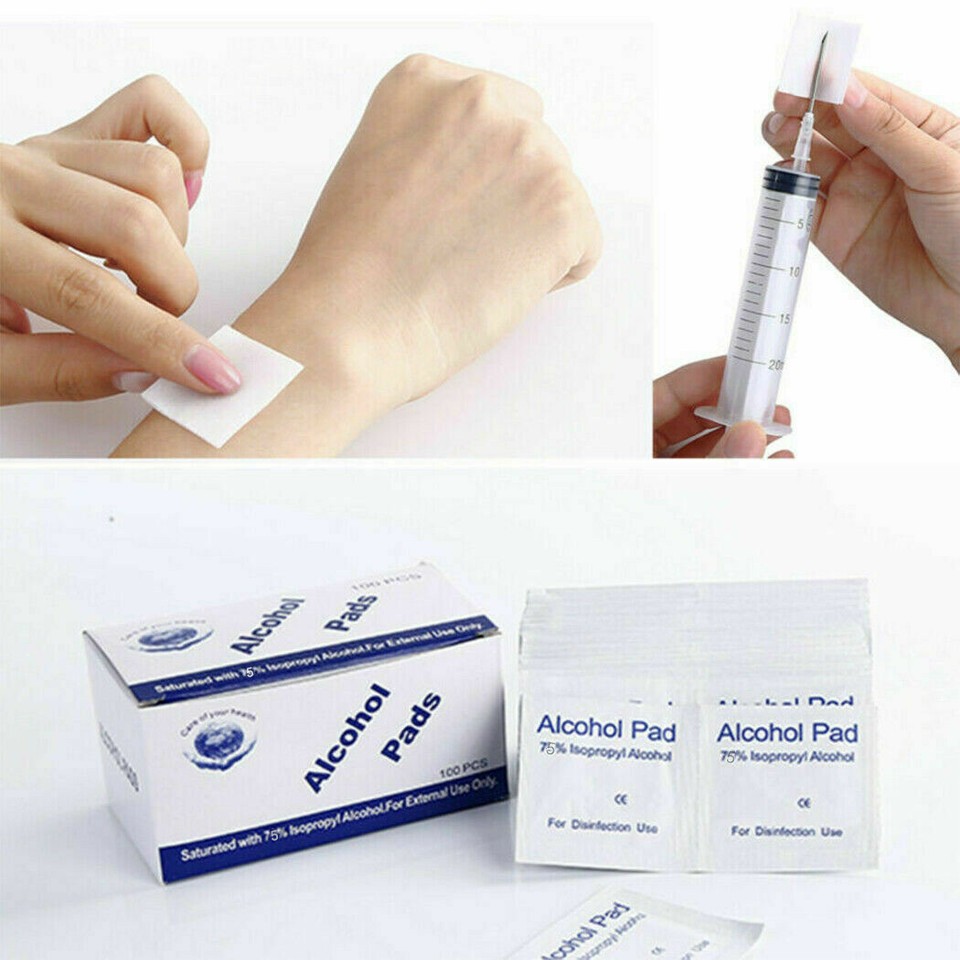 100PCS Medi Alcohol Wipes Swab Sterile Medical 75% Isopropyl Skin Swab ...