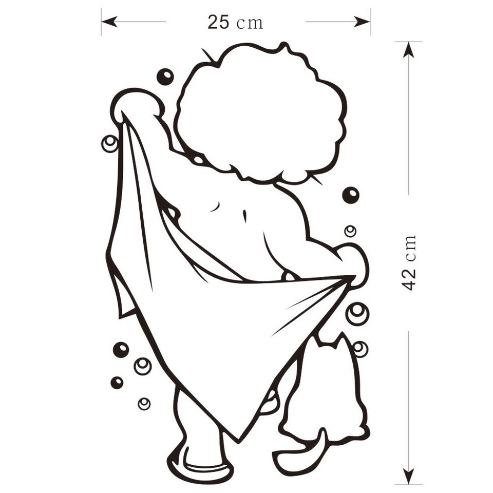 Bathing Baby Wall Decals Bathroom Removable Wall Stickers for Kids ...