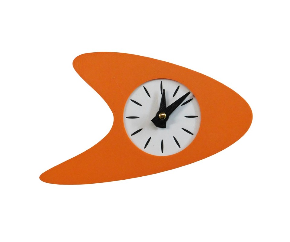 Small Mid Century Modern Boomerang Wall Clock – Retro Atomic Clock – 3D ...