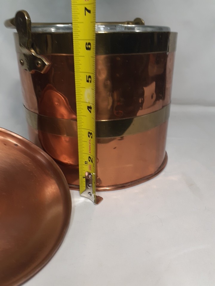 Vtg Pyrex Glass Lined Copper Ice Bucket 2 Qt. Handmade Hampton Virginia ...