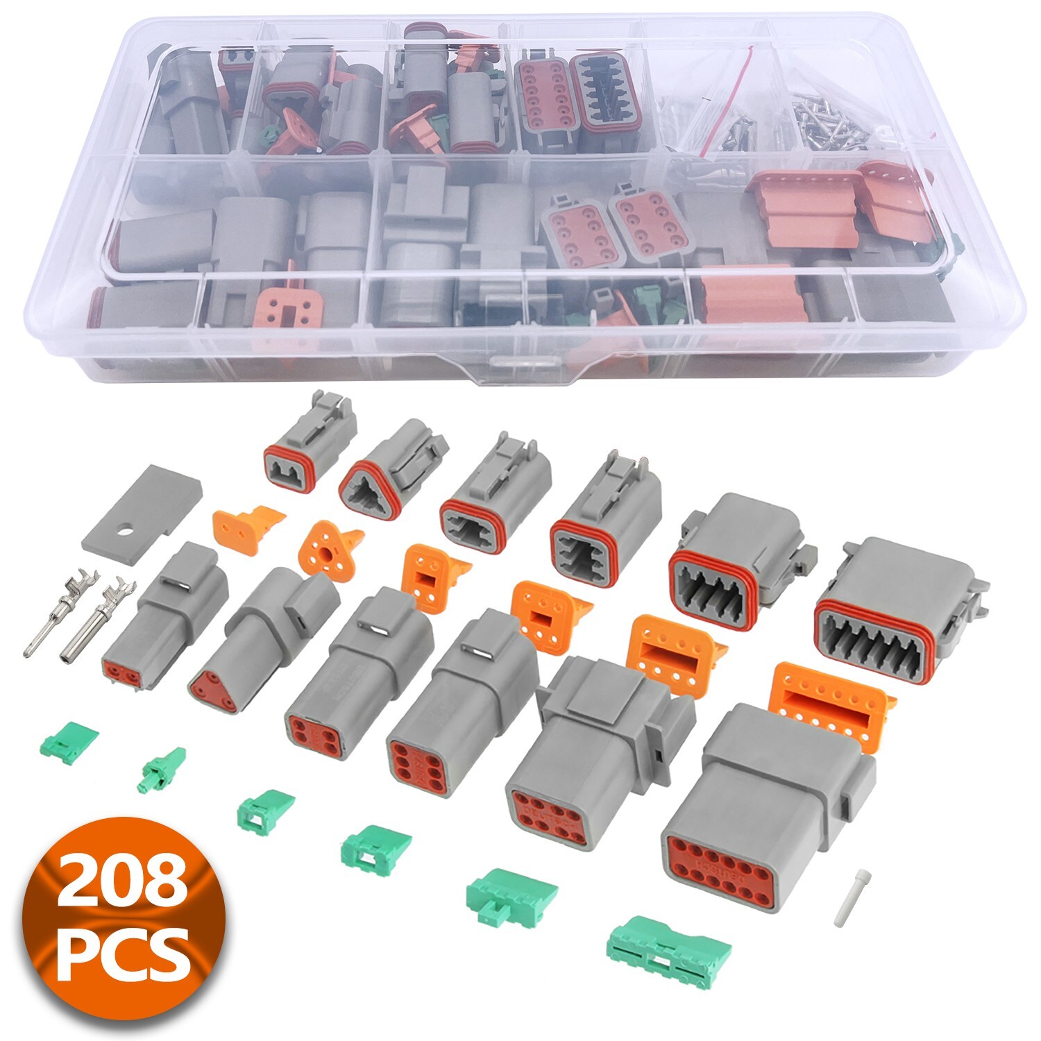 208pcs Genuine DEUTSCH DT Connector Plug Kit, 14-20 AWG Stamped ...