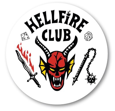 Hellfire Club Waterproof Sticker - Stranger Things Round Decal Sticker ...