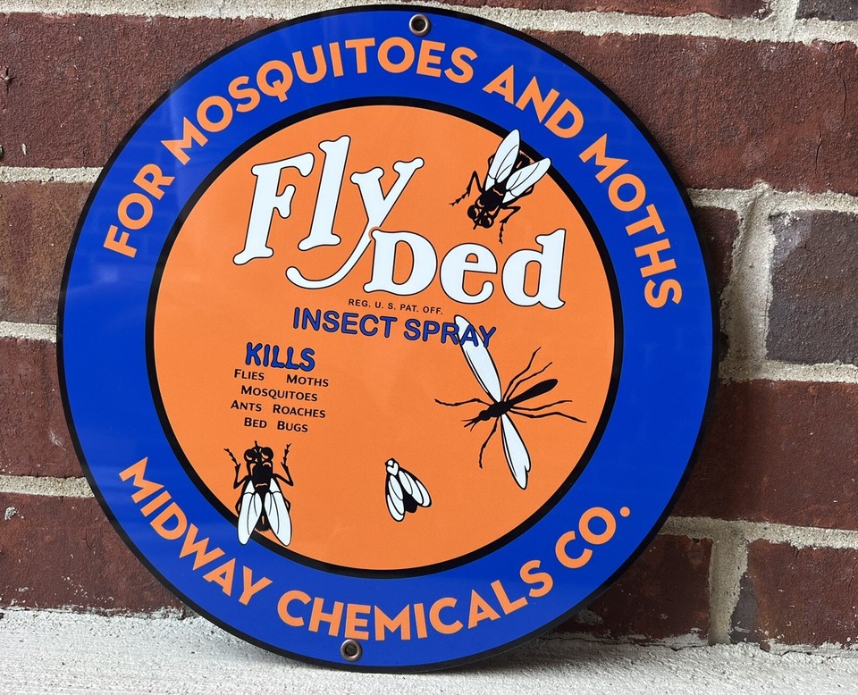 Fly Ded Bug Insect Spray Hi Gloss Aluminum Vintage Style sign | eBay