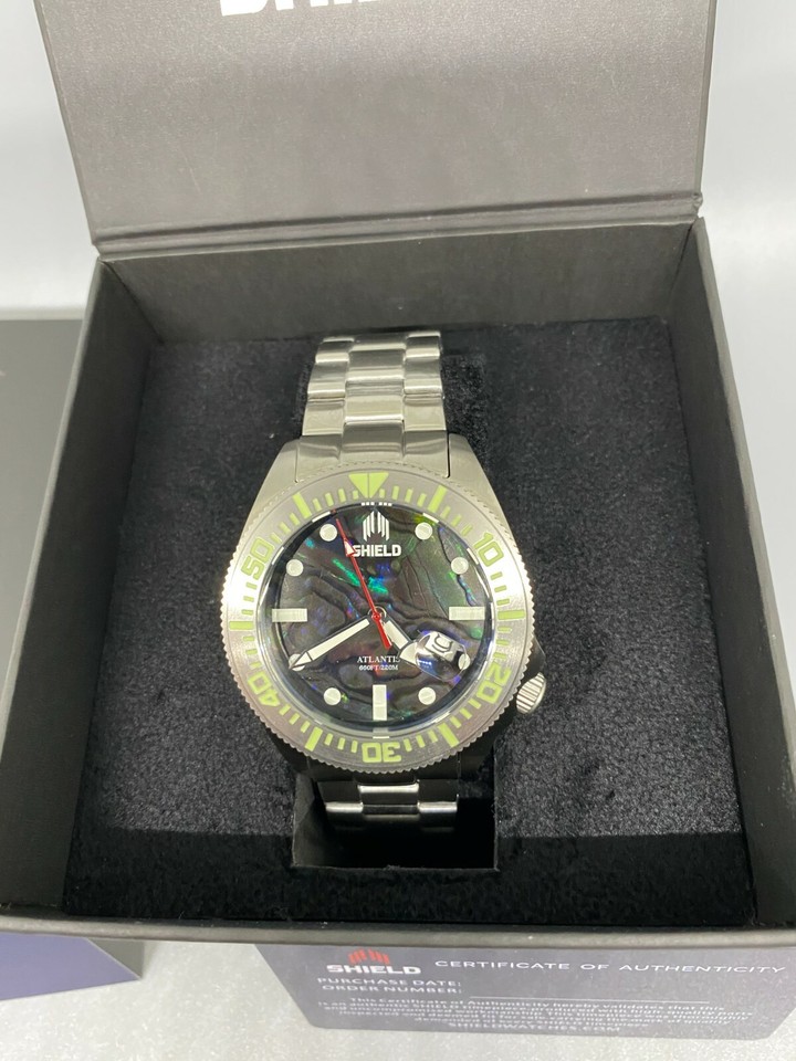 Shield Atlantis Automatic Black Abalone Dial Men's Watch SLDSH108-2 | eBay