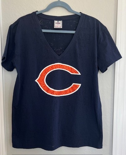PINK Victoria’s Secret Chicago Bears NFL T-shirt v neck Medium bling ...