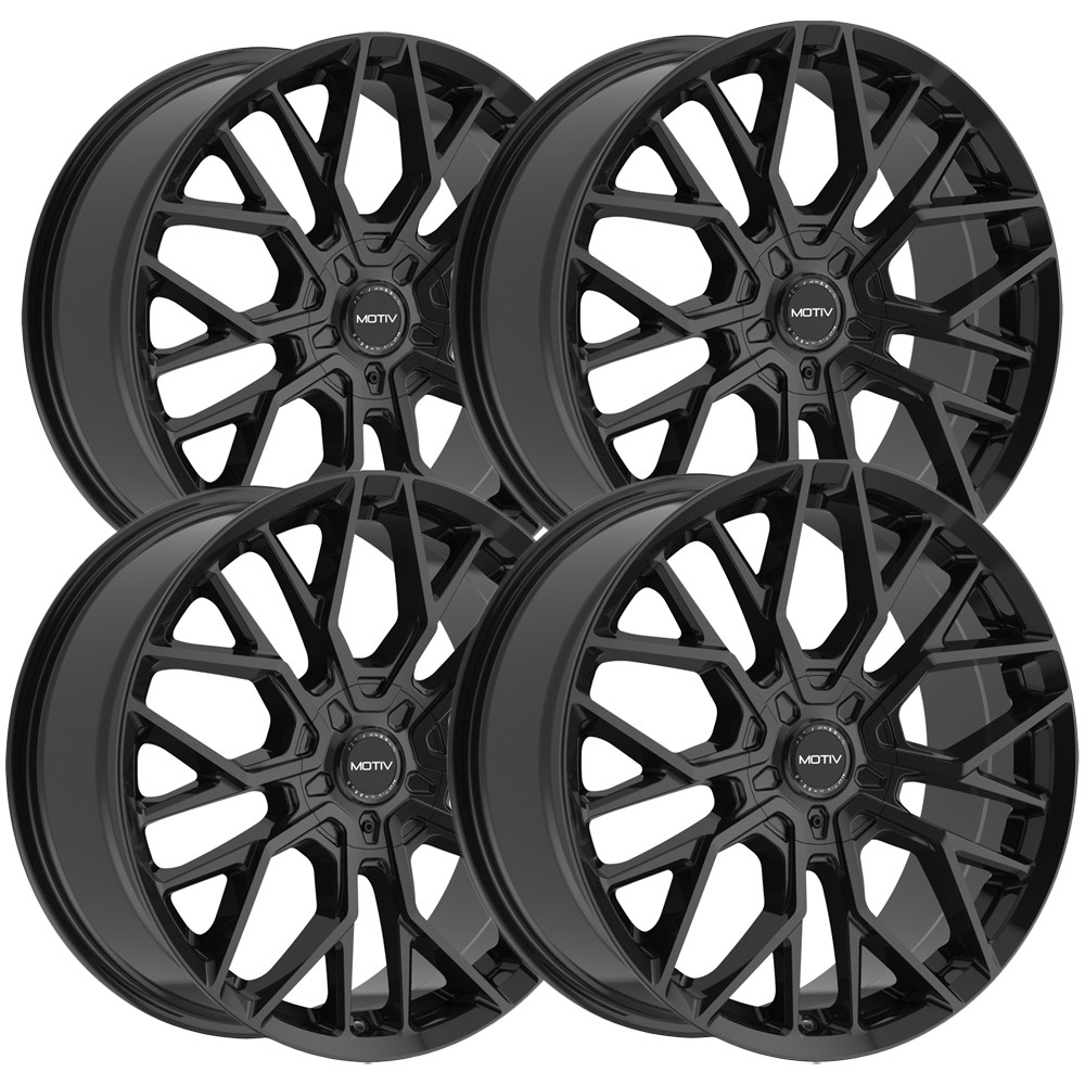 (Set of 4) Motiv 441B 18x7.5 5x112/5x4.5" +40mm Gloss Black Wheels Rims ...