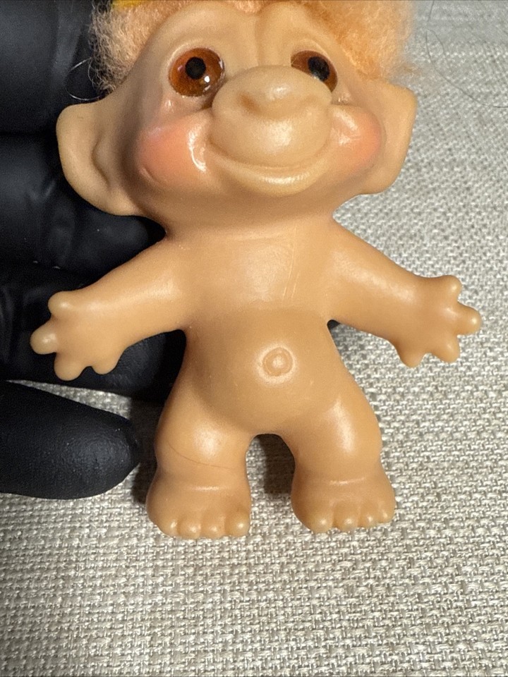 VINTAGE TAB Troll Doll 1960S Dam Era 3" Orange Hair Amber Eyes W ...