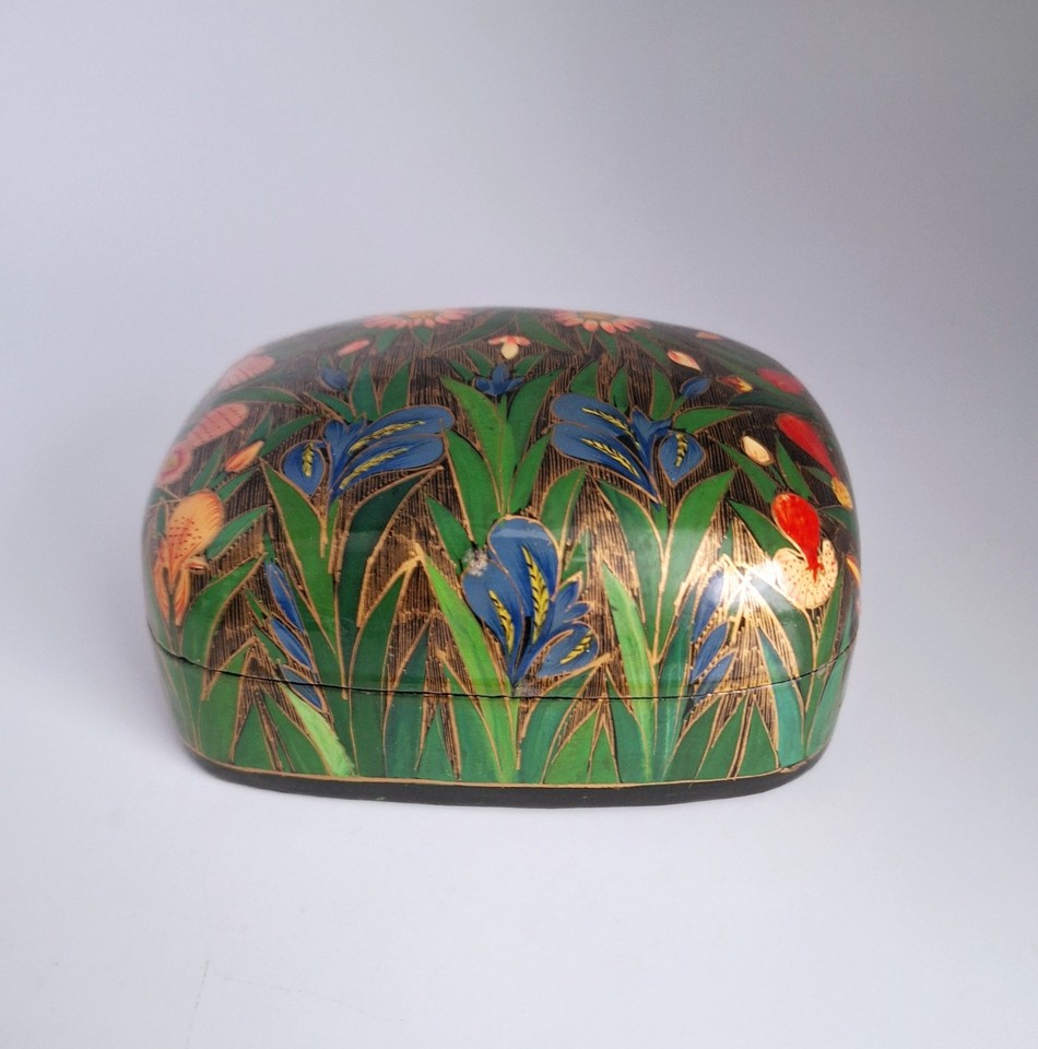 Hand Made Lacquer Box Trinket Jewelry All Over Striking Floral Design ...