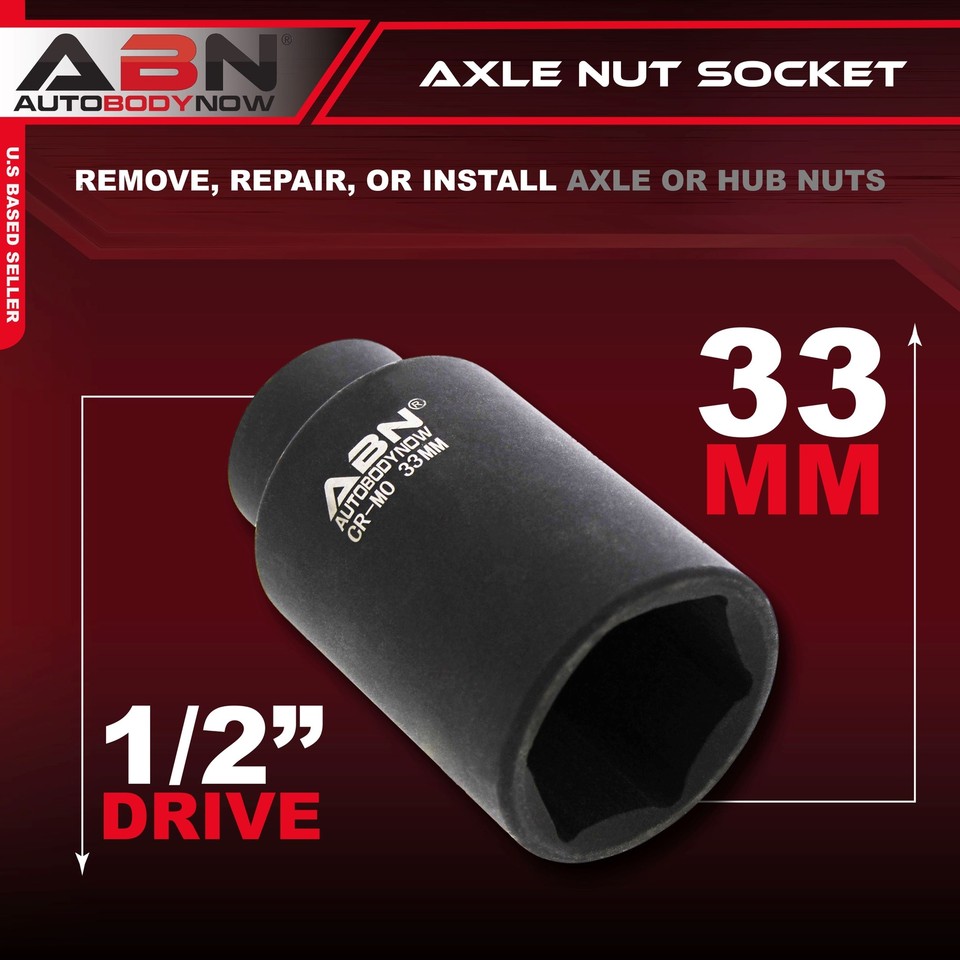 ABN Axle Nut Socket 33mm 1/2" Inch Drive Universal for 6pt Axle Nut on ...
