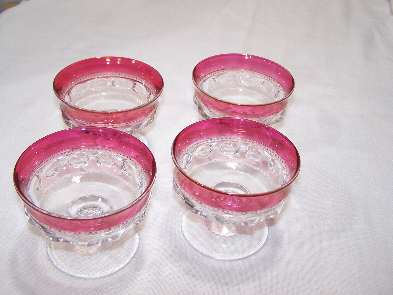 Vintage Kings Crown Thumbprint Sherbert Dessert Glasses Ruby Flash Lot ...