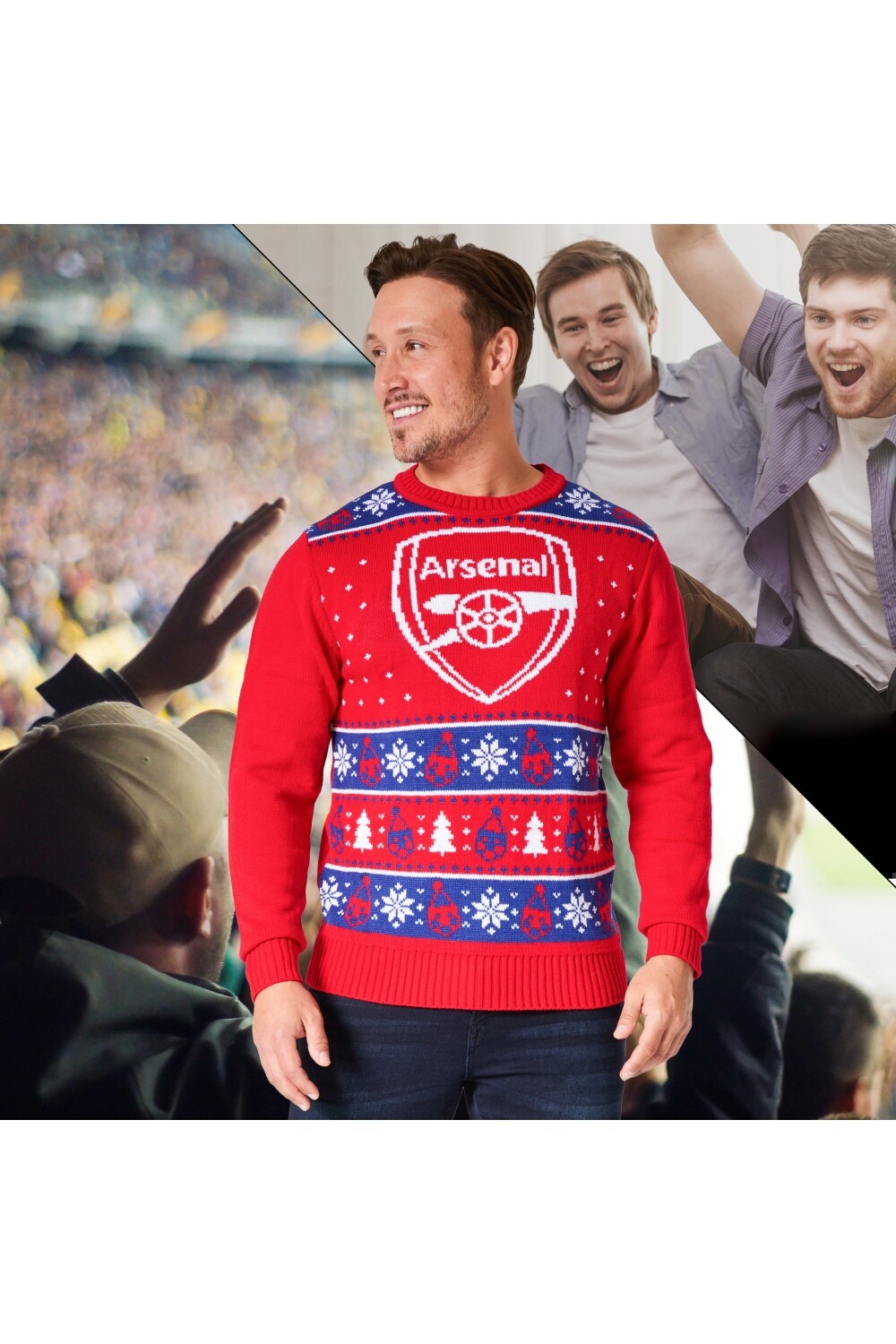 Arsenal Fc Mens Christmas Jumper Crew Neck Long Sleeves Sweater Warm ...