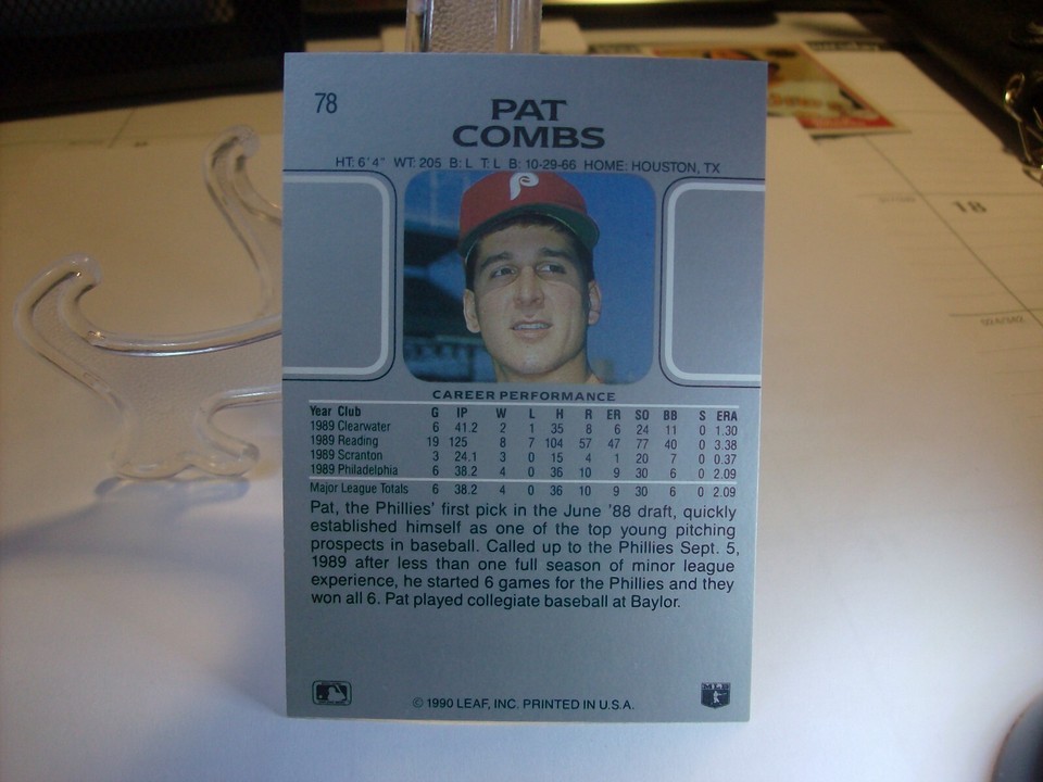 1990 Leaf Baseball #78 - Pat Combs - Philadelphia Phillies 90-052 | eBay