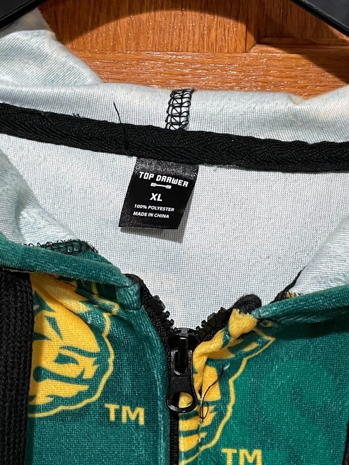 TOP DRAWER Men's XL Full Zip NDSU Bison Football Velour Green Gold ...