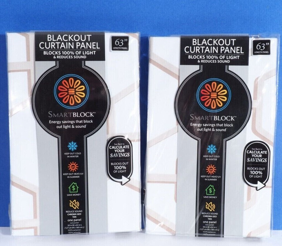 SmartBlock Blackout Curtain Panel 63" Length - Energy Saving Sound ...