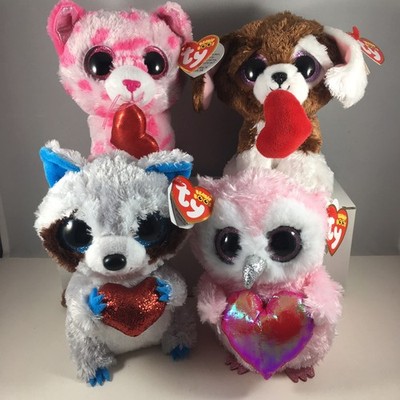 Ty Valentines Beanie Boos SET of 4 (SWEET CUDDLES THIEF WHISPER) 6 ...