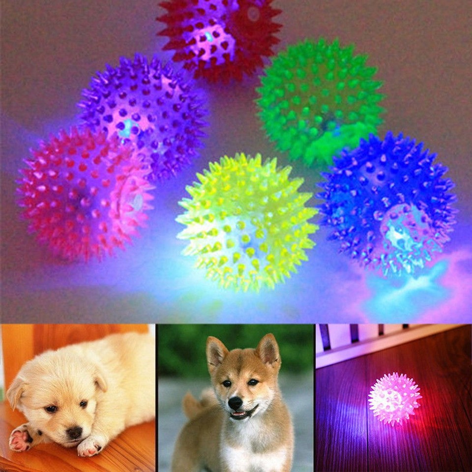Light Up PVC Dog Ball Toy Flashing Bounce Play Toy for Puppies & Small ...