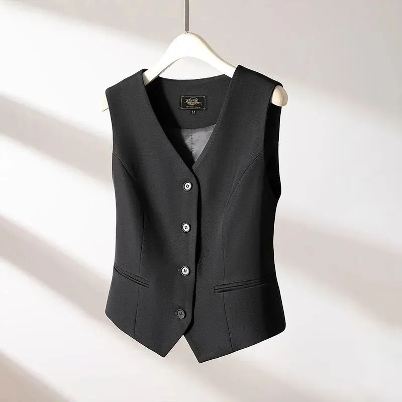 Womens Business Suit Casual Vest Slim Fit Business Collarless Short ...