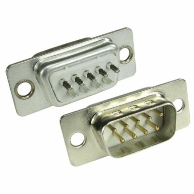 9 Pin D9 Male D-Sub Plug Solder Connector Chassis Socket RS232 Serial ...