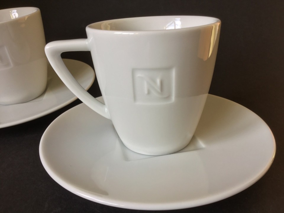 Nespresso Collection White Ceramic Cup & Saucer Set x2 | eBay