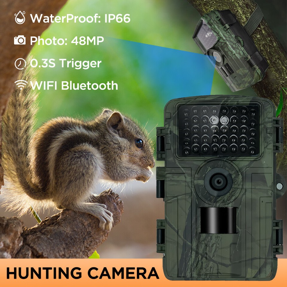 Outdoor Trail Wildlife Camera 48MP 1080P HD Trap Game Hunting Cam Night ...