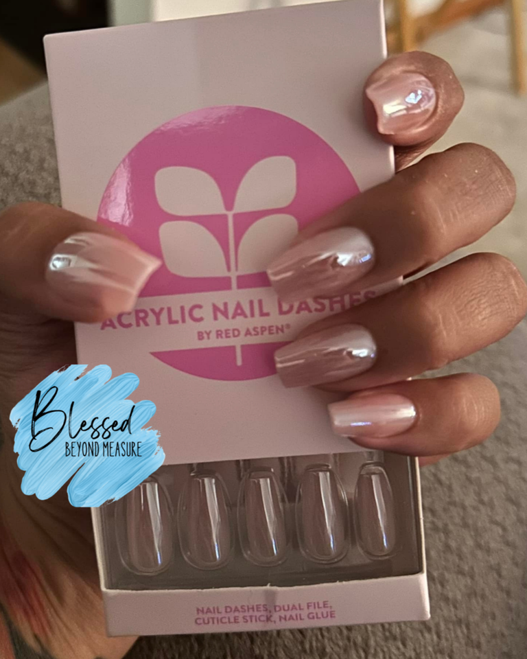 Red Aspen Press On Nails~Inspiring Ida~ACRYLIC~Long~Coffin~Pink~Glazed ...