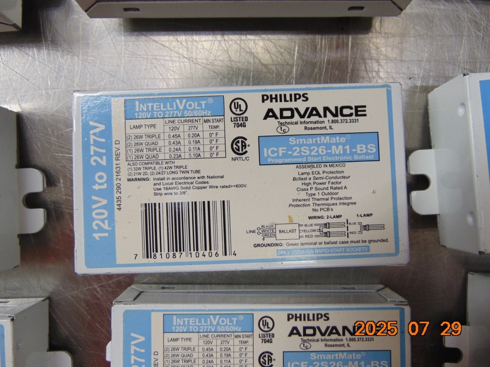 1 NEW ADVANCE ICF-2S26-M1-BS COMPACT FLUORESCENT BALLAST 2-LAMP 26W CFL ...